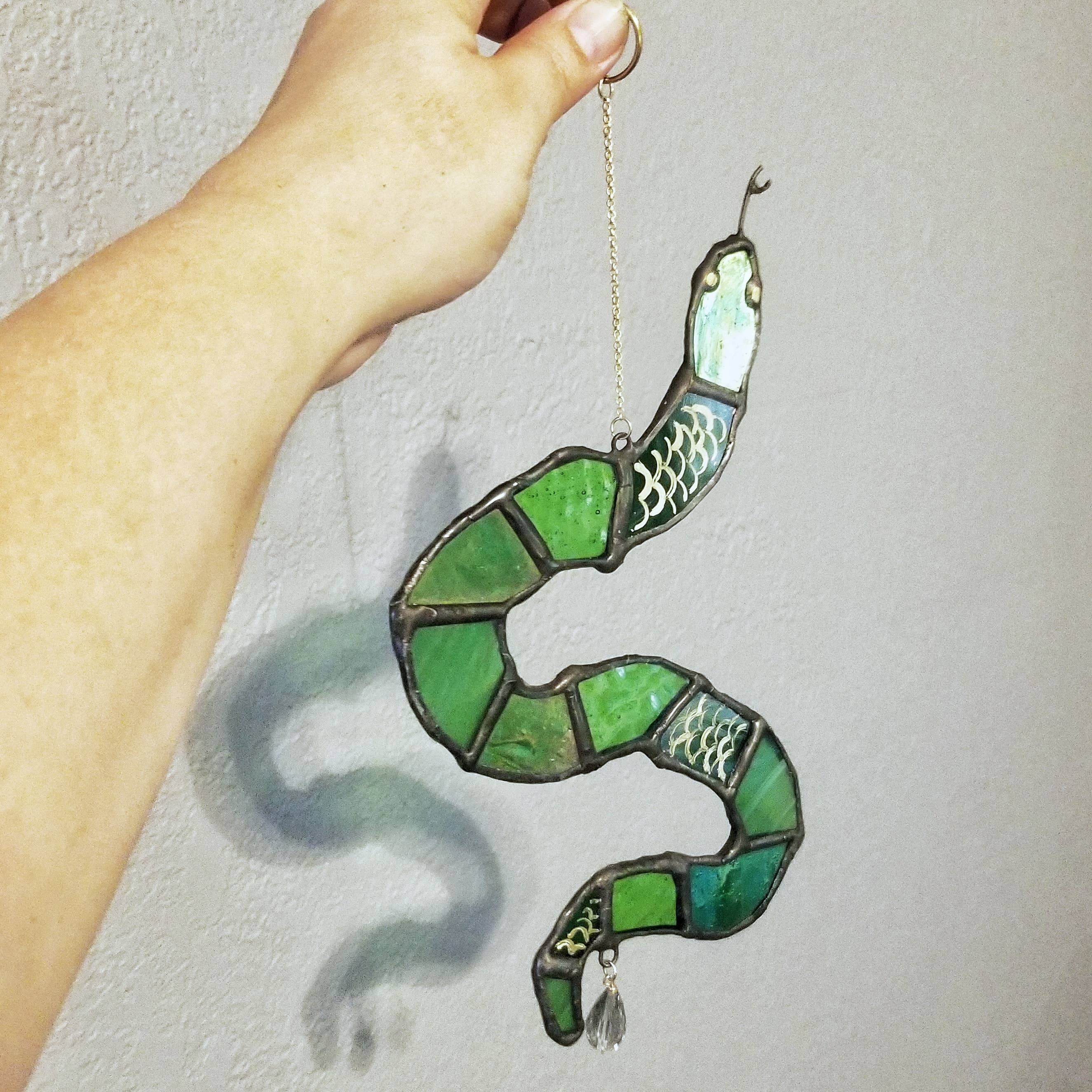 Stained glass hanging - Snake suncatcher | Salem Bespoke Boutique LLC ...